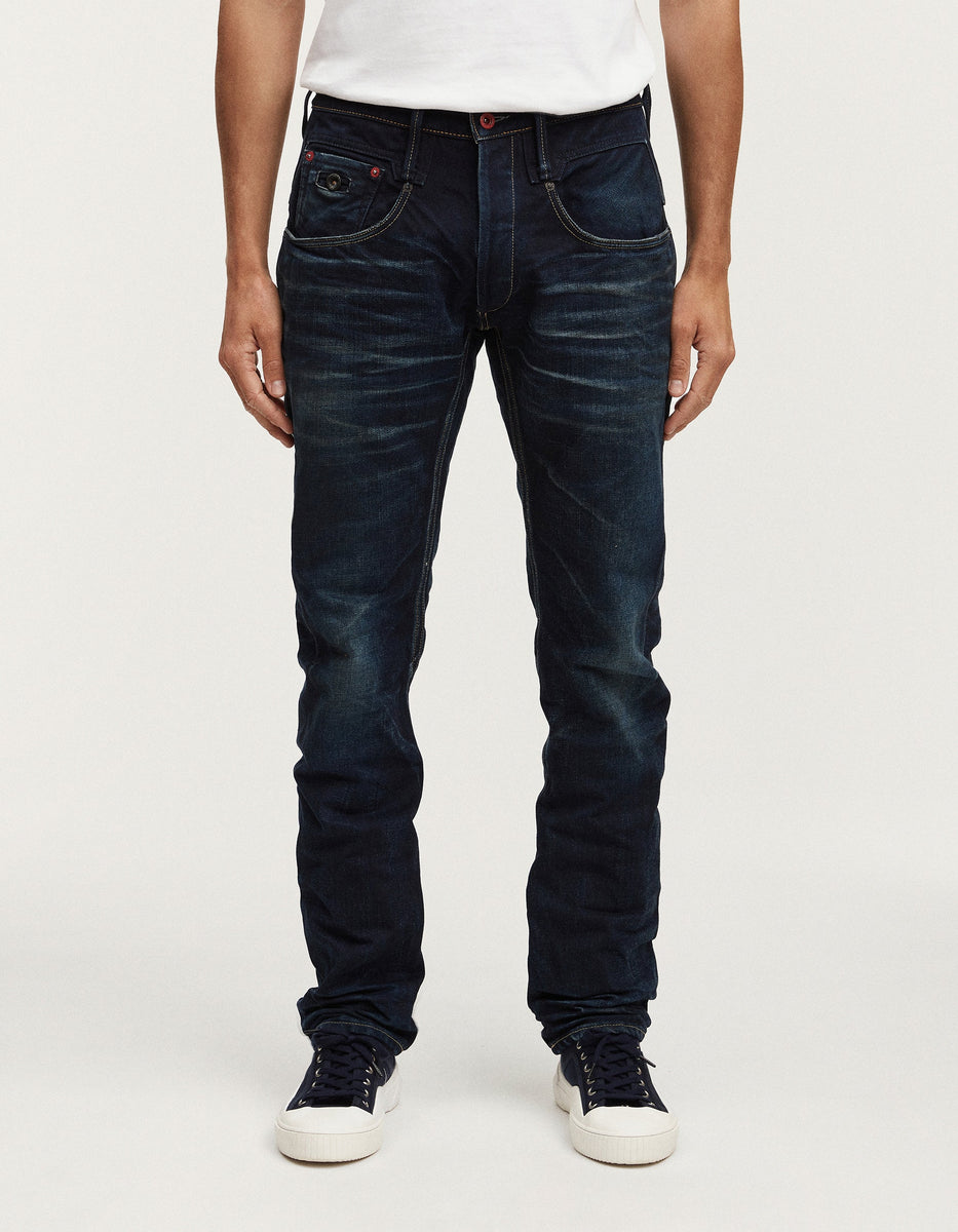 【DENHAM】CROSSBACK MIJDI 全日製特殊立體剪裁雙染赤耳牛仔褲 – Blue Beach Denim