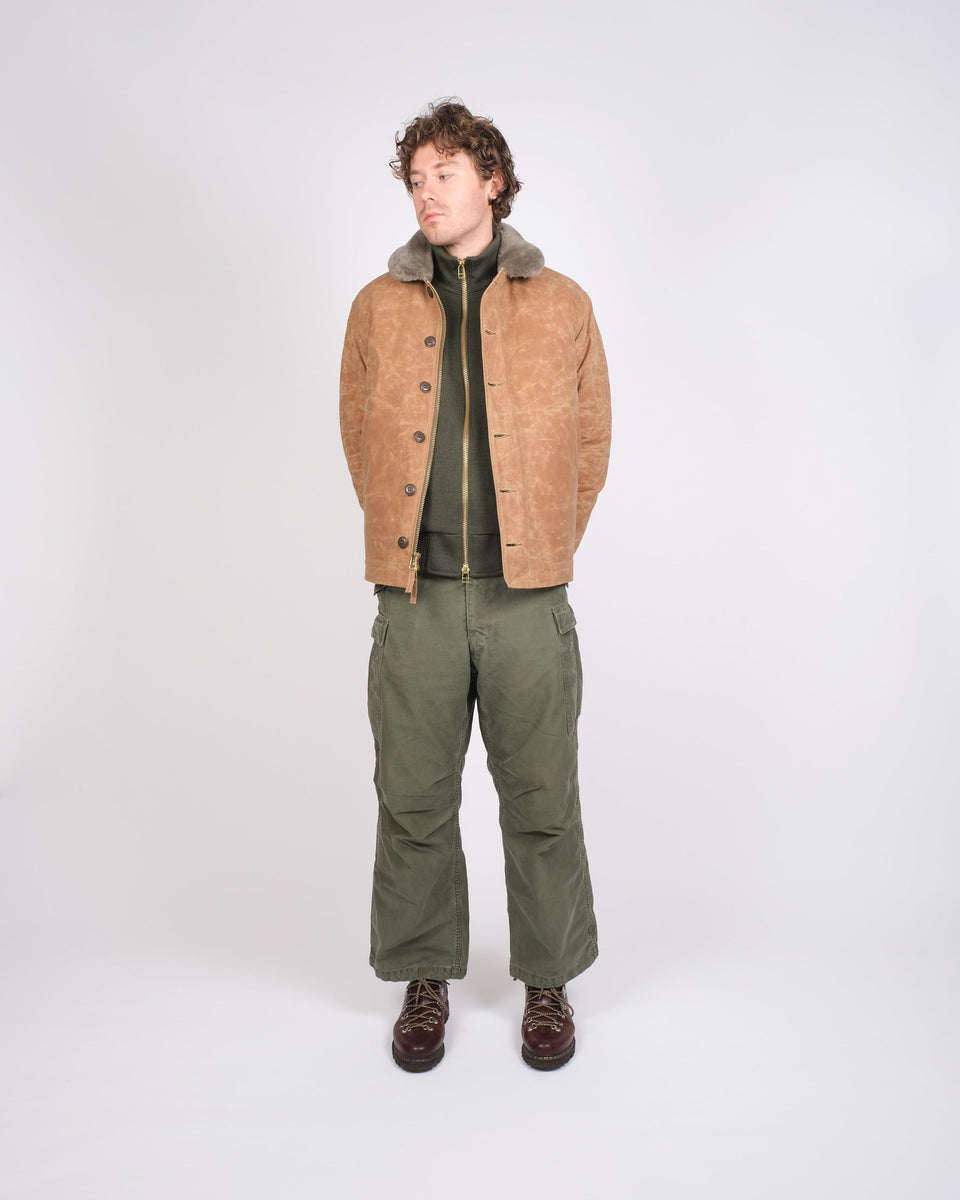 【Dehen 1920】N-1 Deck Jacket Waxed Canvas Hardtack, Gray 軍糧色油布海軍N-1夾克 ...