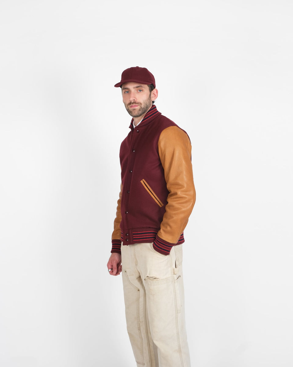 【Dehen 1920】Varsity Jacket - Burgundy, Navy & Scarlet, Rust 校隊外套酒紅拼接鏽色 ...