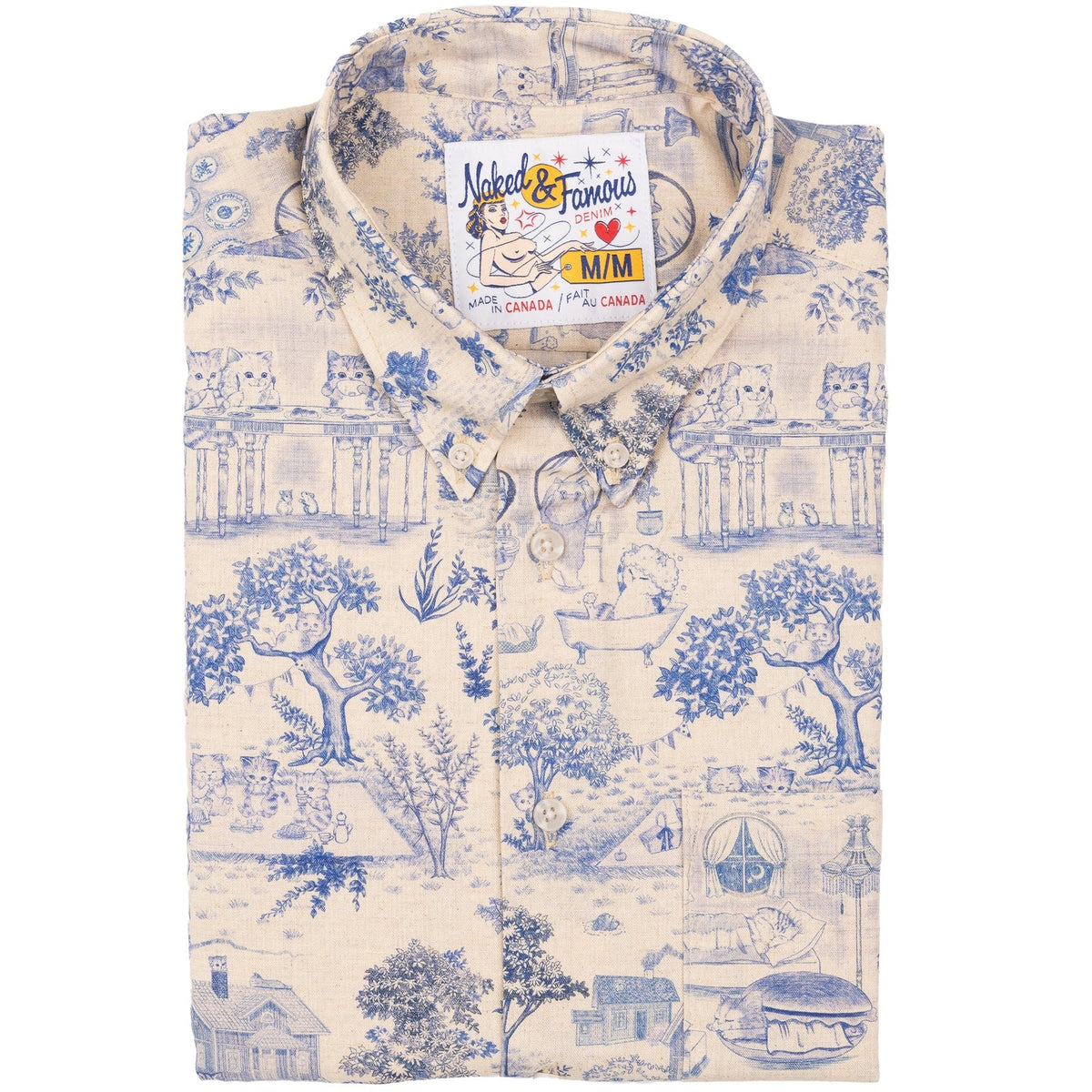 【Naked and Famous】Easy Shirt Linen Cats Blue – Blue Beach Denim