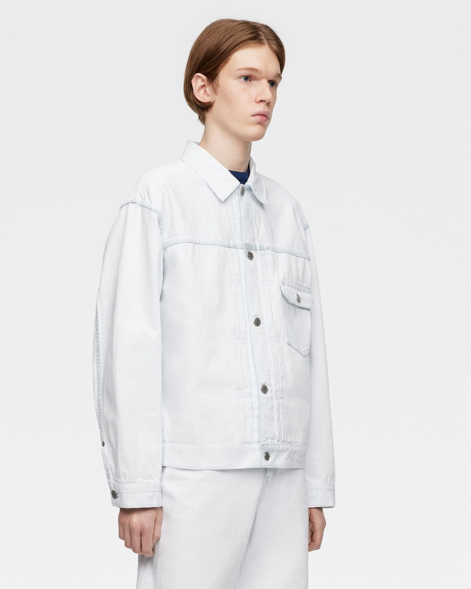 【MOMOTARO】#001 DENIM JACKET HIGH FADE BLUE 一代極淺藍辛巴威棉牛仔外套 – Blue Beach Denim