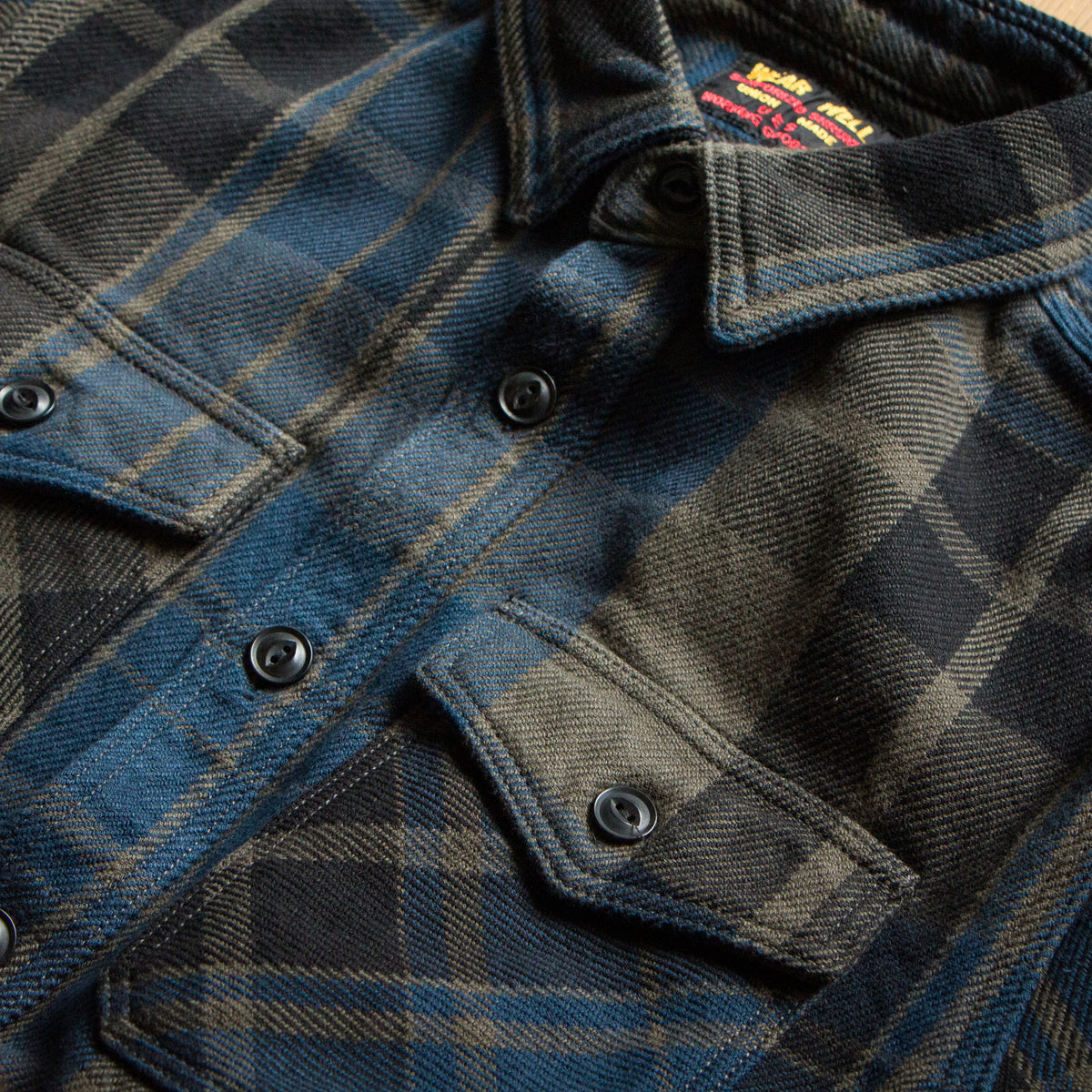【UES】502552 Extra Heavy Flannel Navy Shirt – Blue Beach Denim