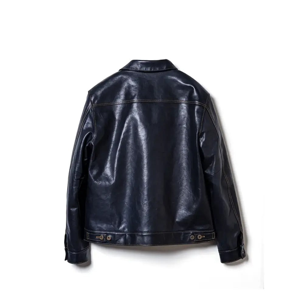 【Y'2 Leather】IB-141 INDIGO HORSE TYPE II LEATHER JACKET – Blue Beach Denim