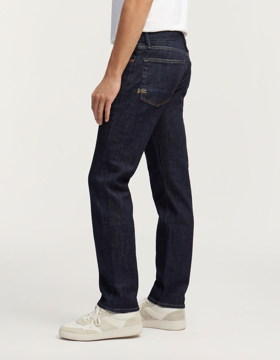 【DENHAM】RIDGE AS 深藍一洗原色修身直筒牛仔褲 – Blue Beach Denim