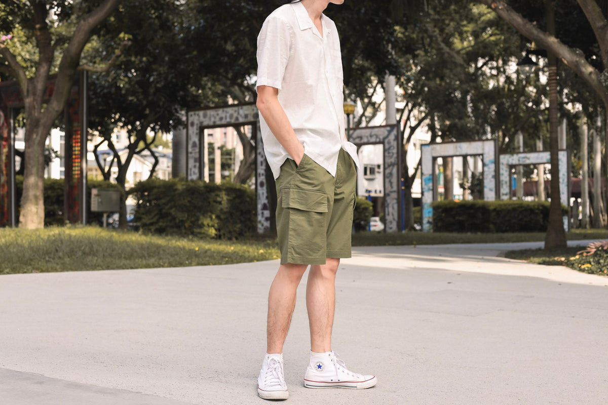 【Universal Works】MW Cargo Short In Olive Fine Twill / 3x1輕磅斜紋 高支數精緻棉布 ...