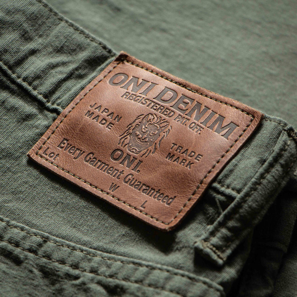 【ONI DENIM】200-8GG Green Gray Betacham 8oz Selvedge Chambray Wide Stra ...