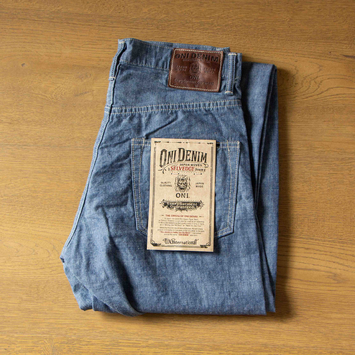 【ONI DENIM】200-HCSV 8oz Selvedge Chambray Wide Straight Jeans – Blue ...