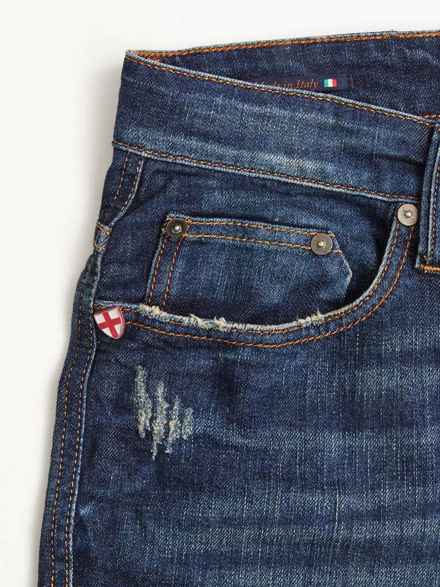 【Blue de Genes】深海藍水洗破壞褲／Vinci N1 Deep Sea Jeans – Blue Beach Denim